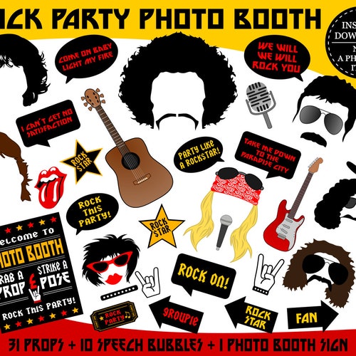 Rock Party Photo Booth Props: rock STAR Party Rock - Etsy