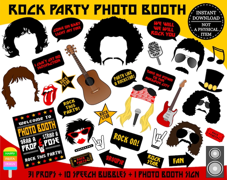 PRINTABLE Rock Photo Booth Propsrock Photo Props-rock Star - Etsy UK