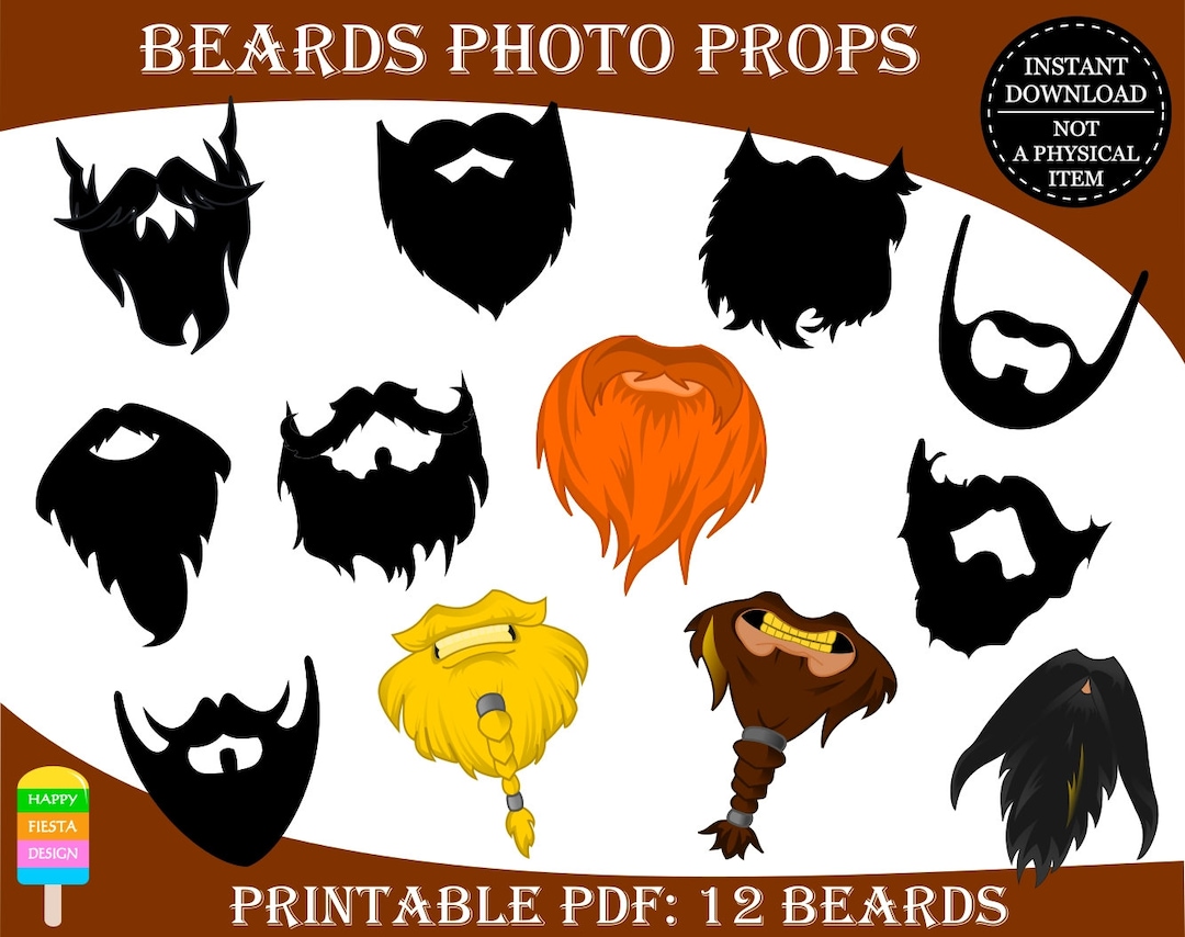 PRINTABLE Beard Photo Booth Props-printable Beards Props-beard Photo ...
