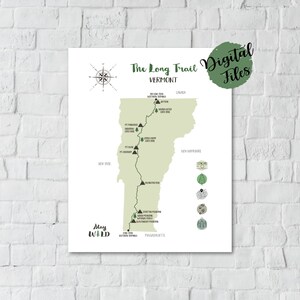 PRINTABLE The Long Trail Map-Long Trail Hiking Map-Vermont | Etsy