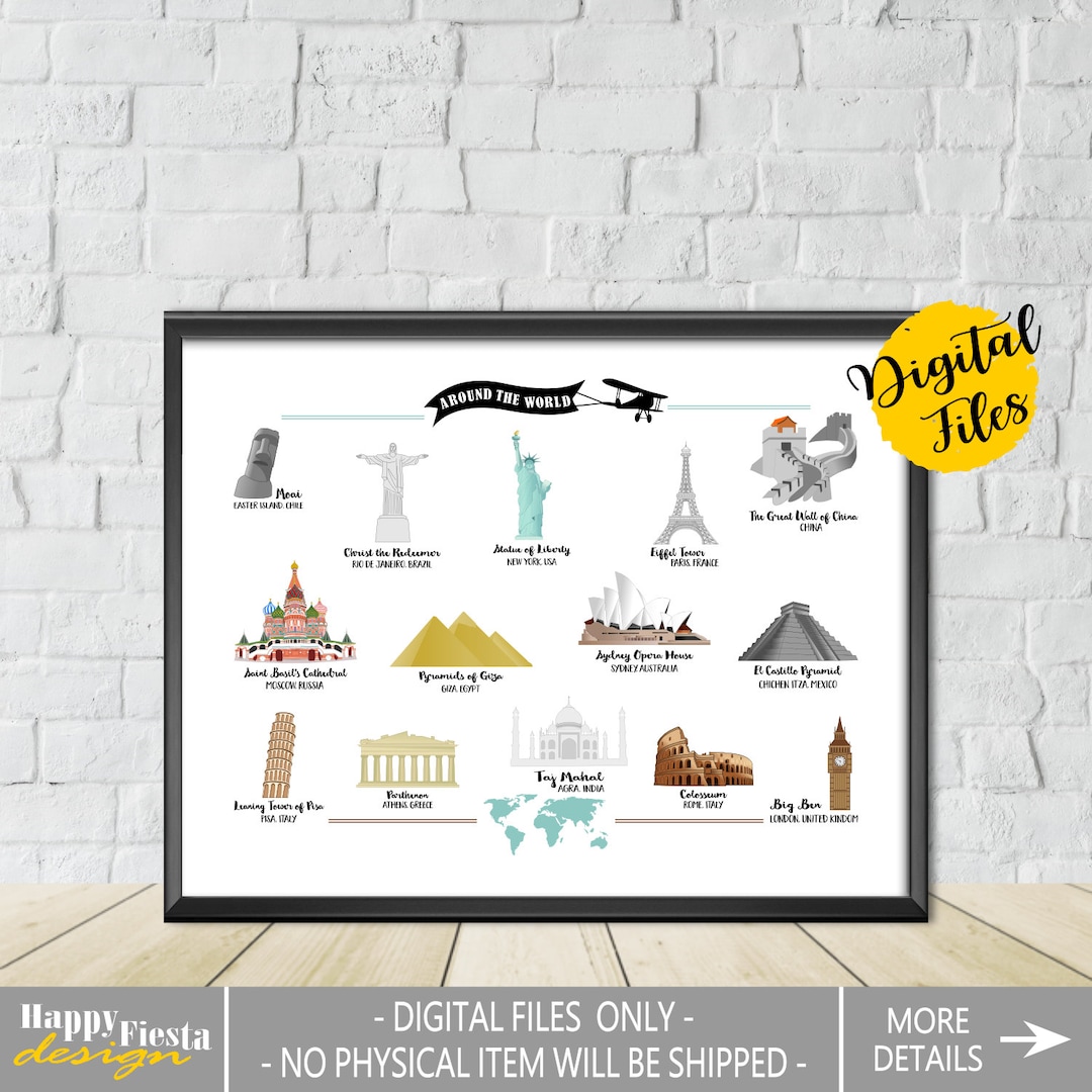 Printable World Landmarks Poster-adventure Print-monuments of the World ...