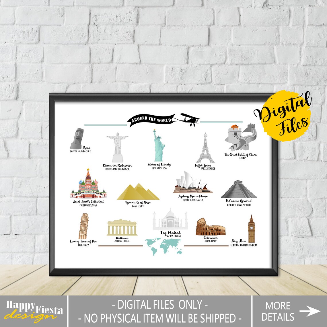 Printable World Landmarks Poster-adventure Print-monuments of - Etsy