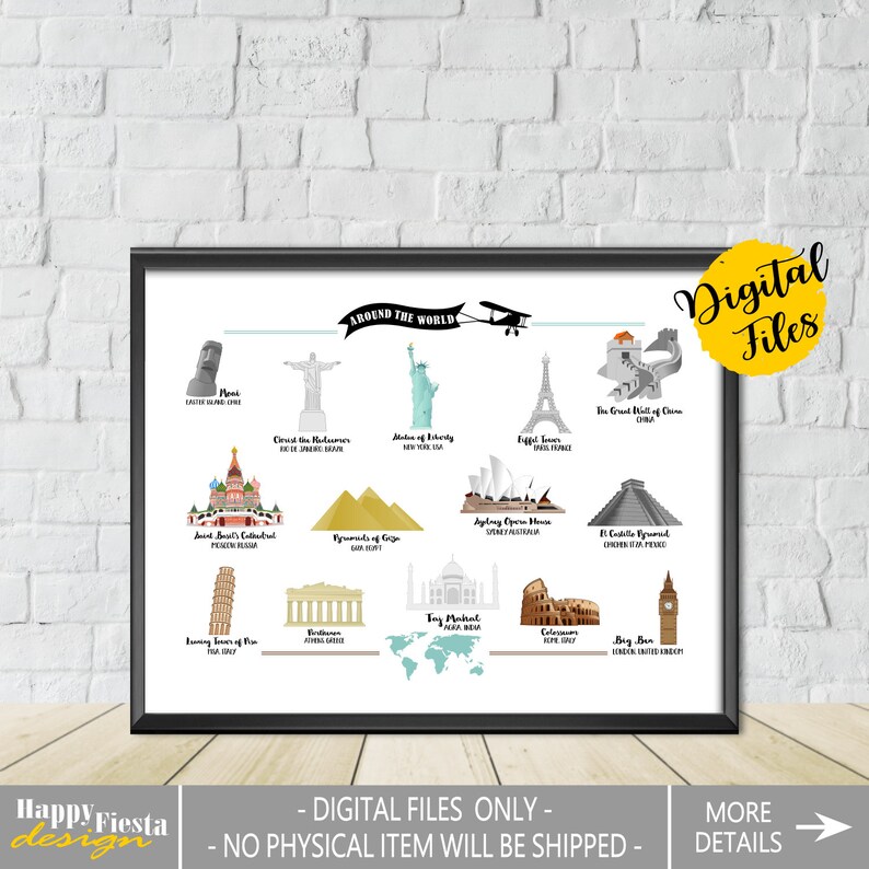Printable World Landmarks Poster-adventure Print-monuments of - Etsy
