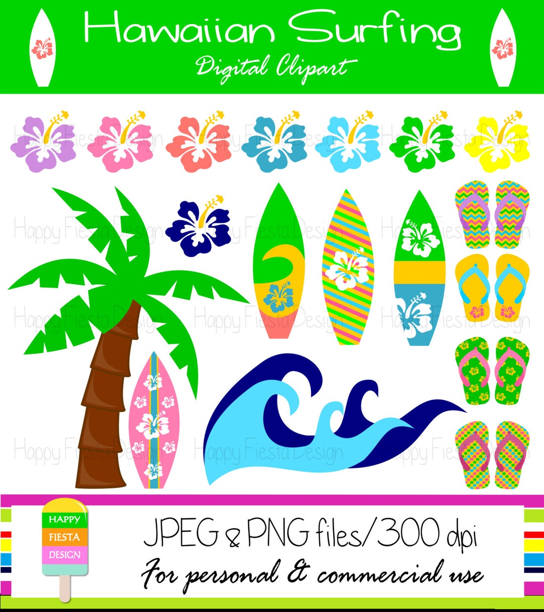 Surf Clip Art-hawaii Clipart-surfing Clip Art-summer Clip Art-beach ...