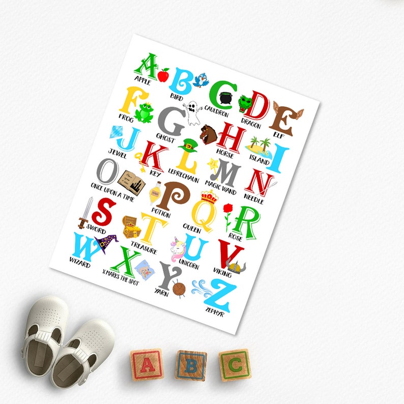 Fairy Tale Alphabet Poster-printable Alphabet-printable Fairy - Etsy