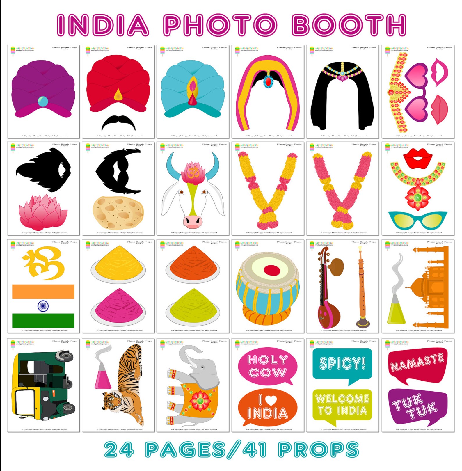 PRINTABLE India Photo Booth Propsbollywood Props-india Party - Etsy