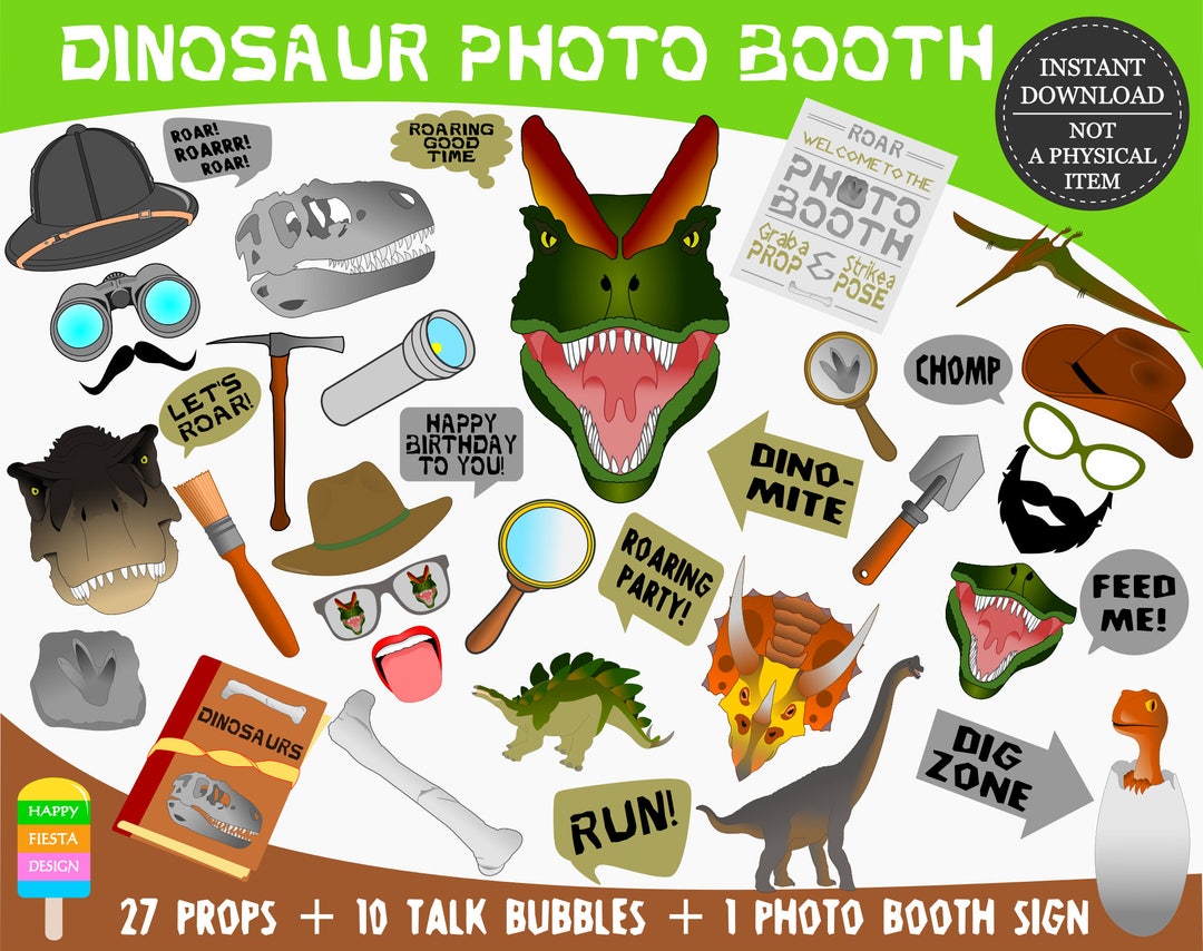 PRINTABLE Dinosaur Photo Booth Props-dinosaur Photo Props-dinosaur ...