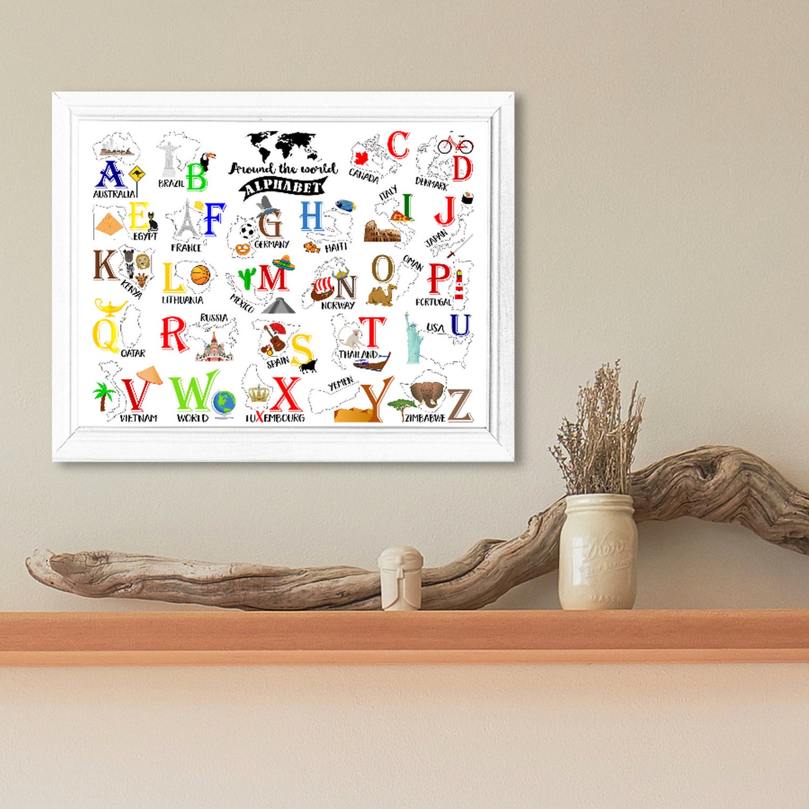 World Alphabet Poster-printable Alphabet-around the World - Etsy