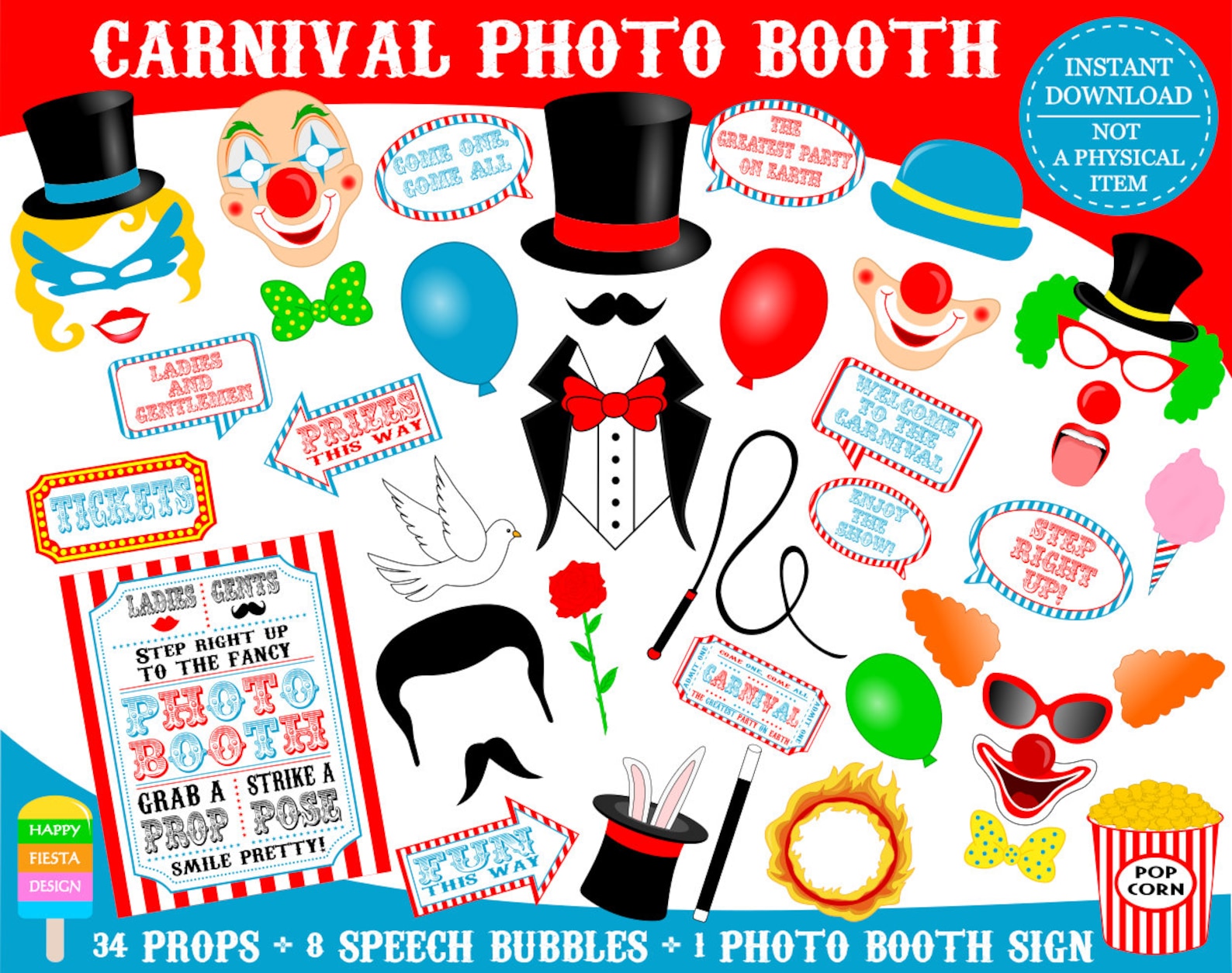 PRINTABLE Carnival Photo Booth Props-printable Circus Photo Props ...
