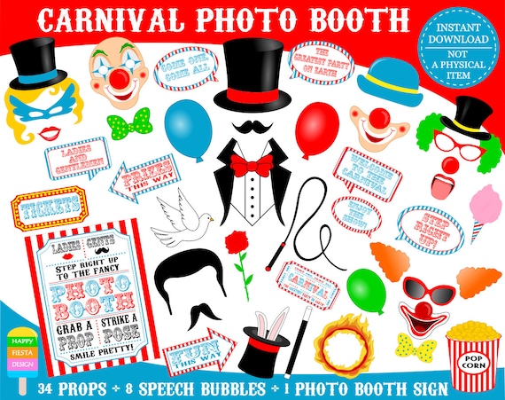 PRINTABLE Carnival Photo Booth Props-Printable Circus Photo Props ...