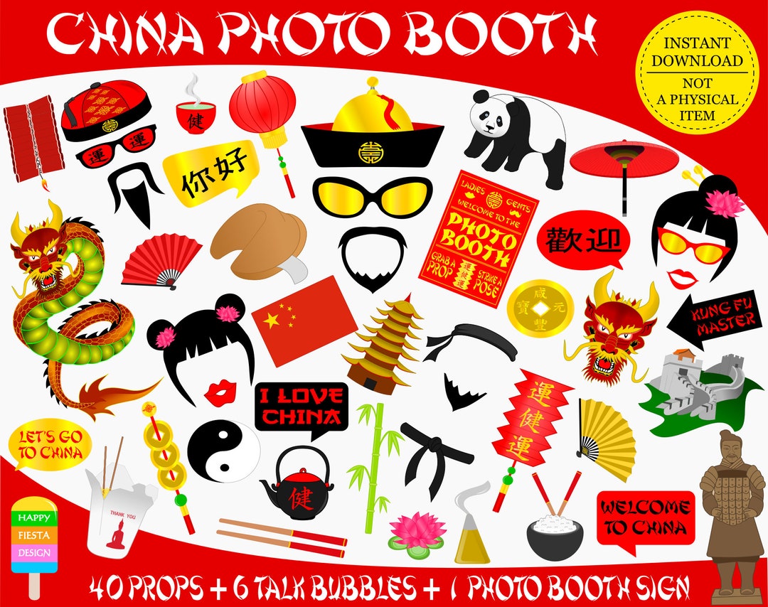 PRINTABLE China Photo Booth Props-chinese Party Props-printable Asia ...