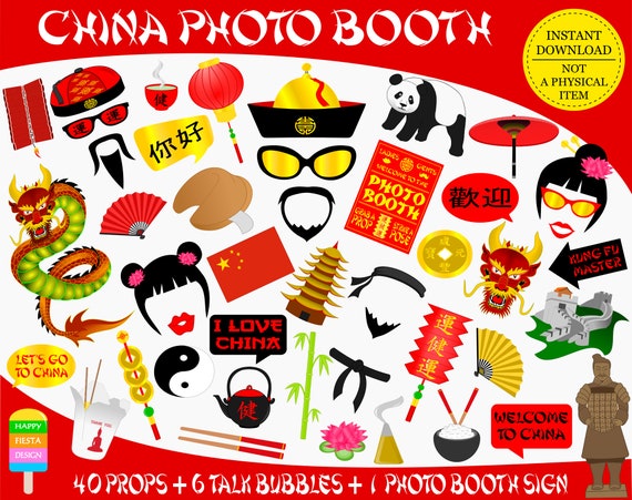 PRINTABLE China Photo Booth Props-Chinese Party Props-PRINTABLE Asia ...