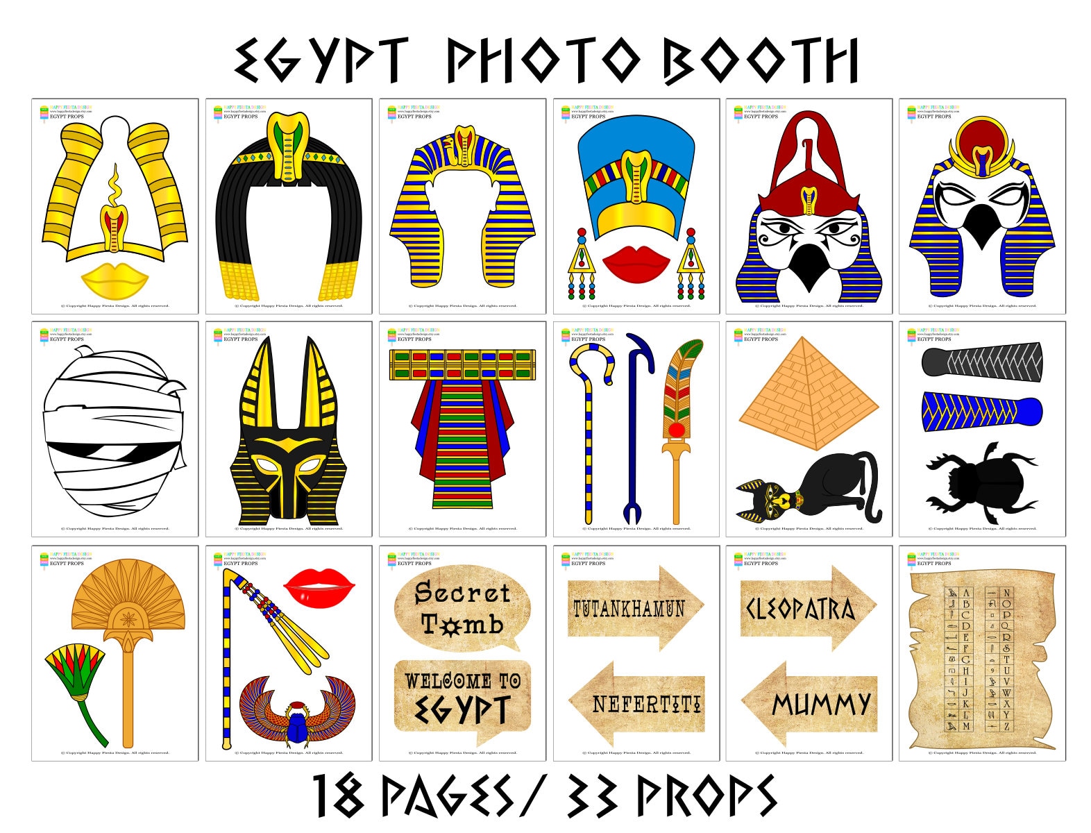 PRINTABLE Egypt Photo Booth Props-Ancient Egypt Props-Egyptian | Etsy