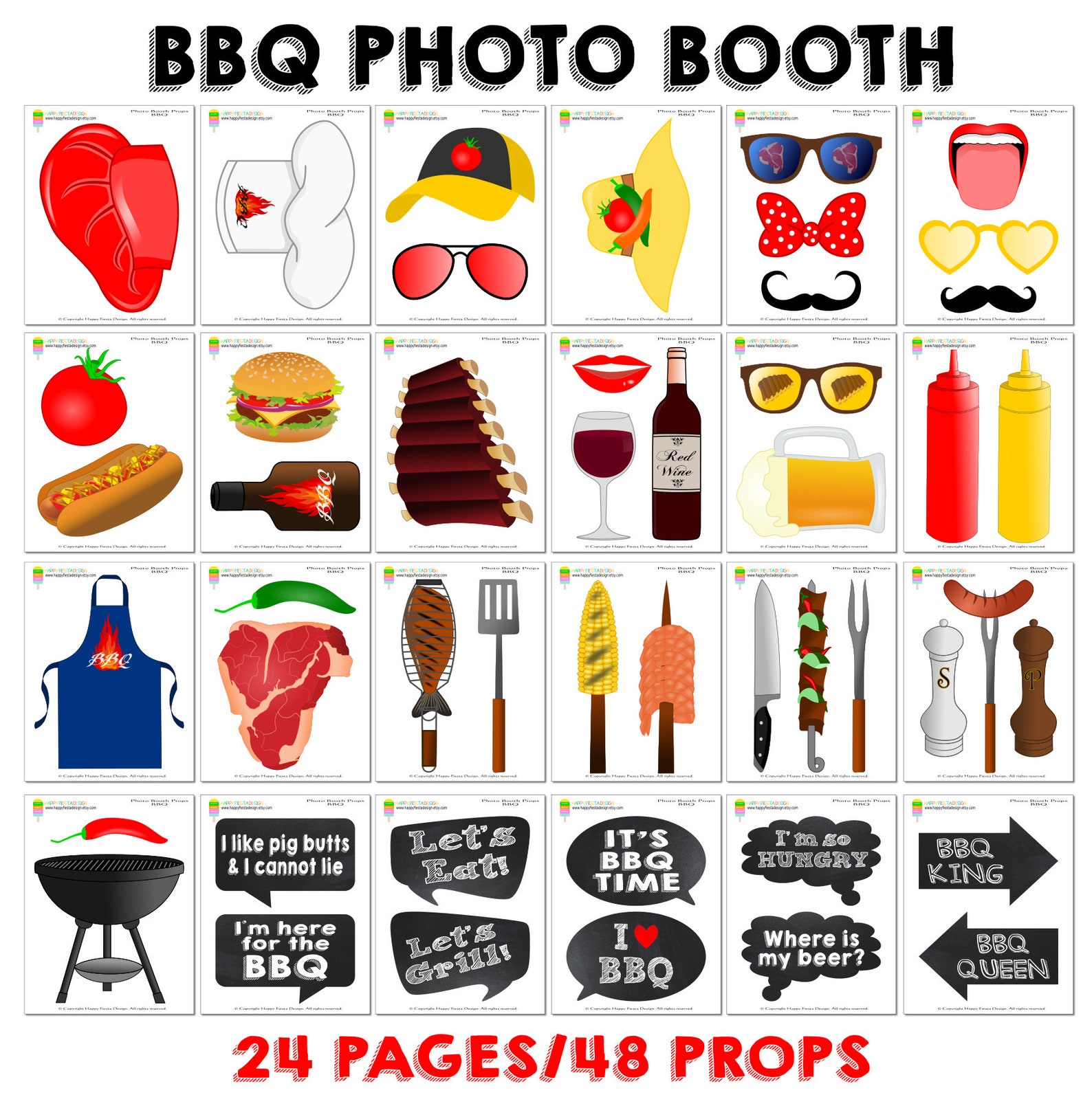 PRINTABLE BBQ Photo Booth Props-bbq Party Props-bbq Photo Props-grill ...