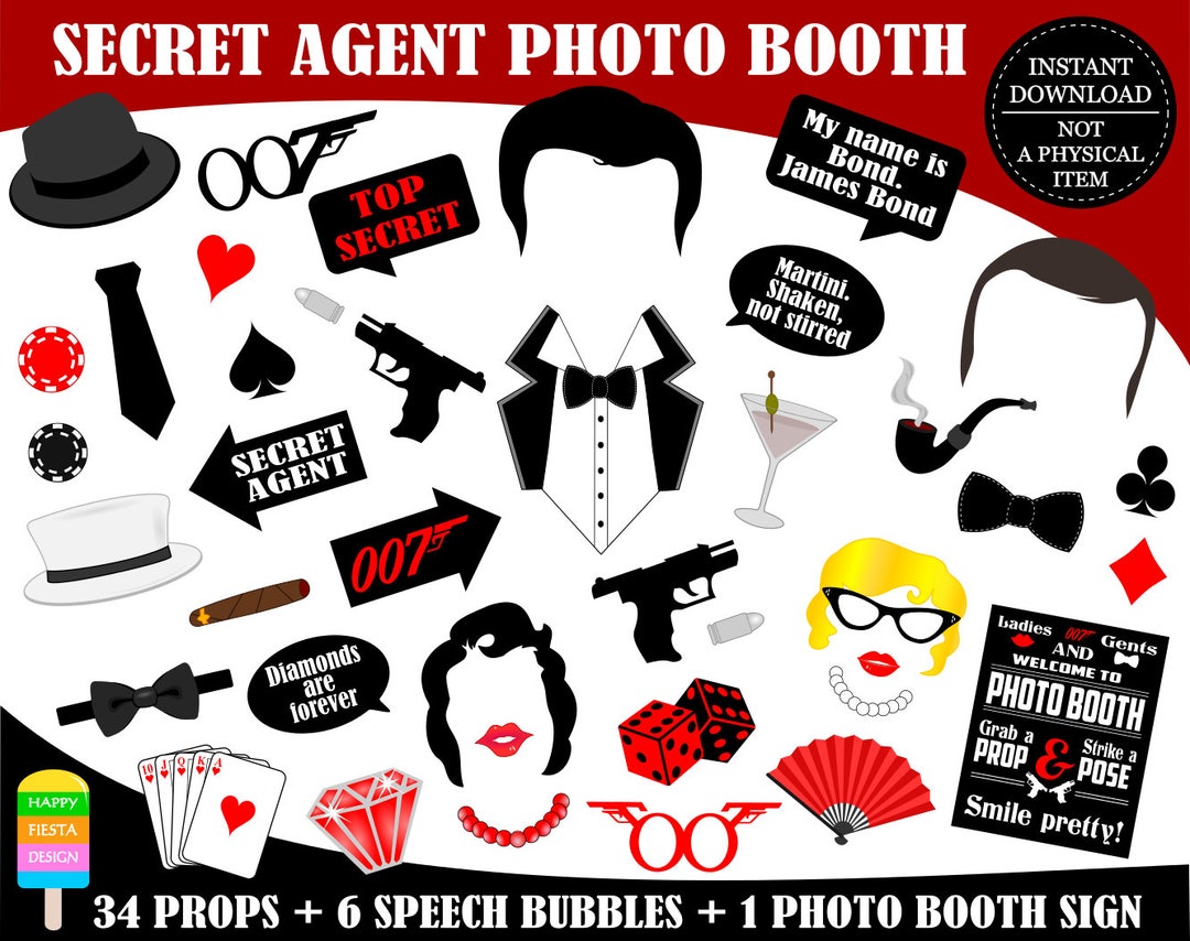 PRINTABLE James Bond Photo Booth Propsprintable Agent 007 Props-james ...