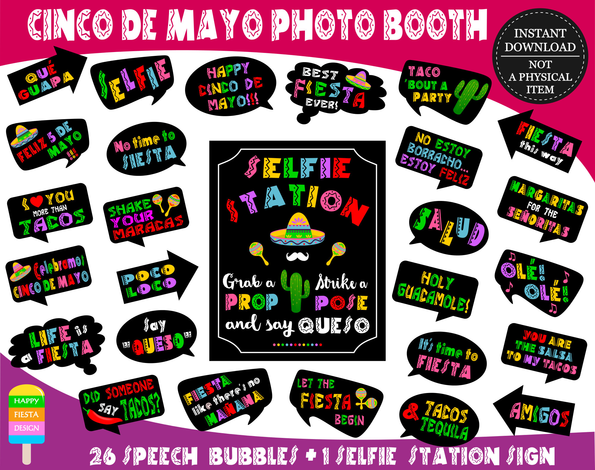PRINTABLE Cinco De Mayo Photo Booth Props–printable Fiesta Props-speech ...