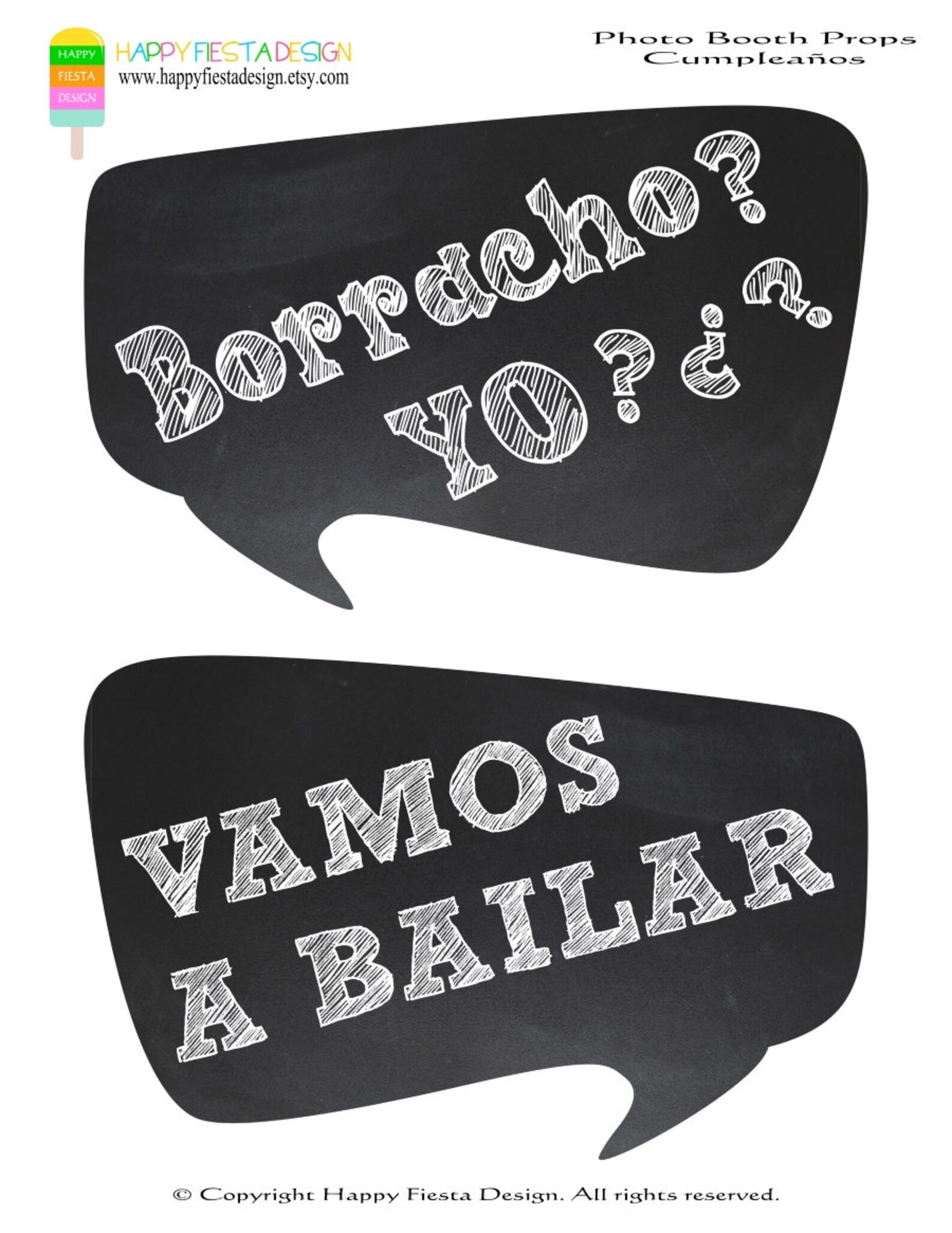 PRINTABLE Birthday Photo Booth Props-birthday Props-spanish Props ...