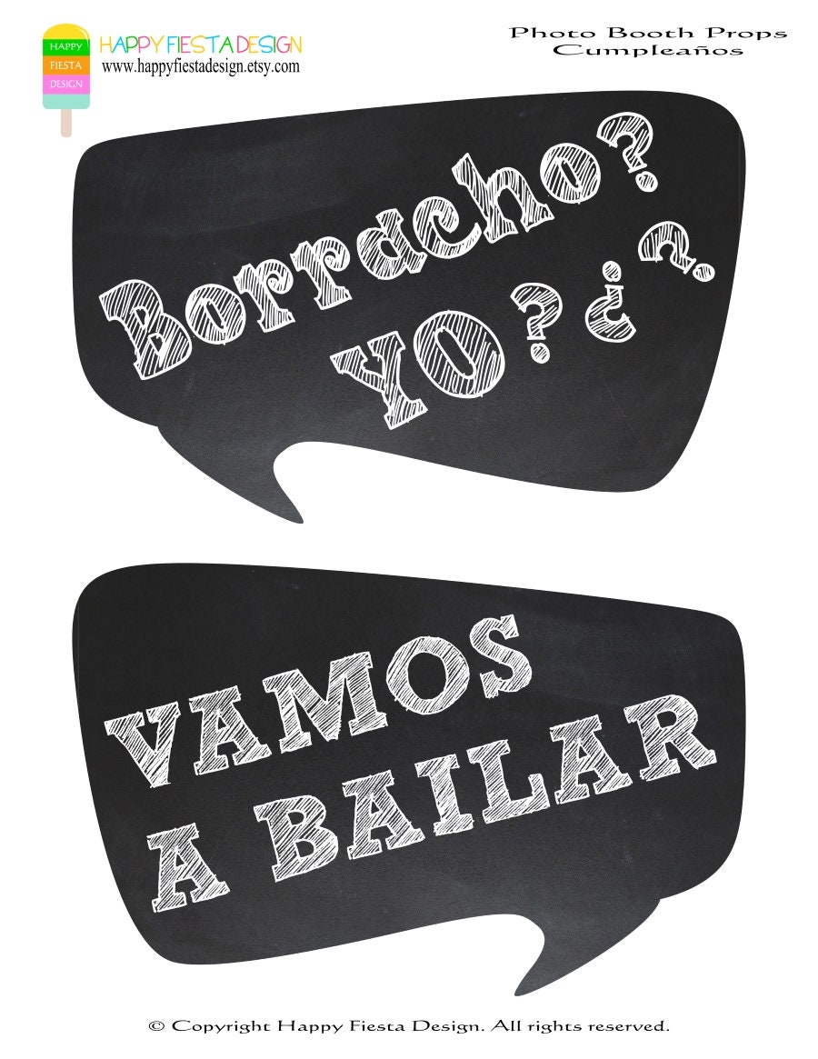 PRINTABLE Birthday Photo Booth Props-birthday Props-spanish Props ...