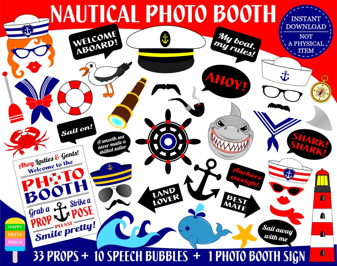 PRINTABLE Sailor Photo Booth Props–nautical Photo Props-sailor Props ...