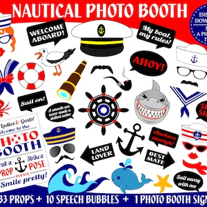 PRINTABLE Sailor Photo Booth Props–nautical Photo Props-sailor Props ...
