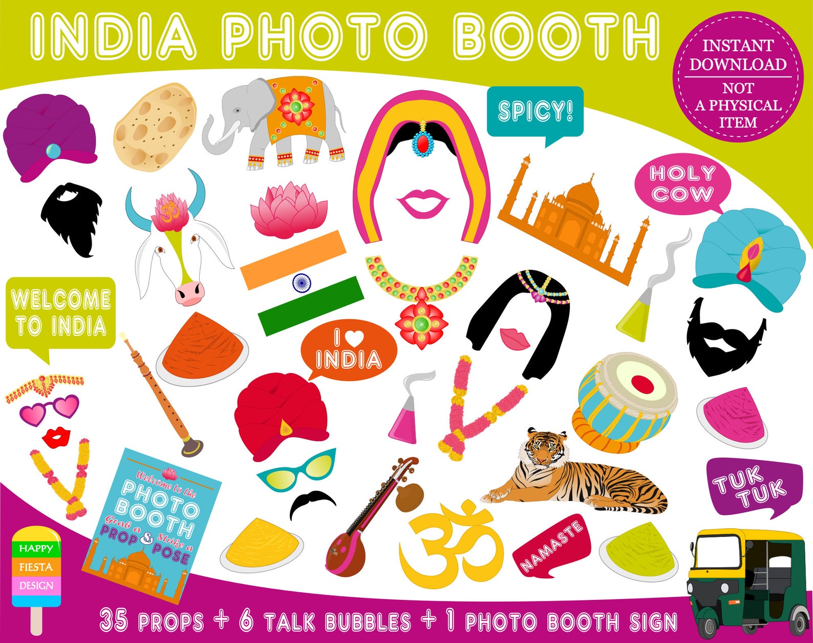 PRINTABLE India Photo Booth Propsbollywood Props-india Party - Etsy