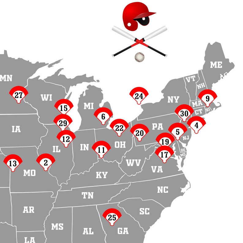 PRINTABLE MLB Ballparks Map-Major League Baseball Ballparks - Etsy.de