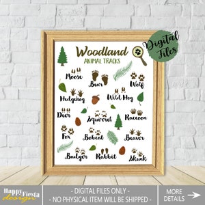 Printable Animal Tracks Poster-woodland Animals Print-outdoor Adventure ...