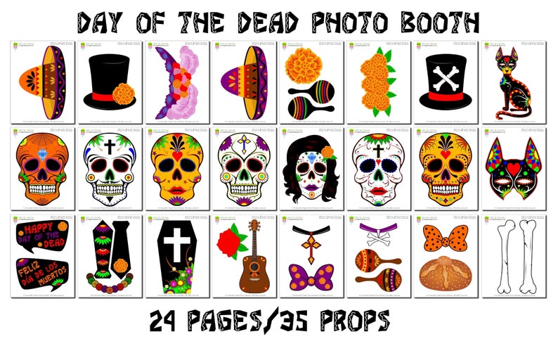 PRINTABLE Day of the Dead Photo Booth Props–day of the Dead Props-dia ...