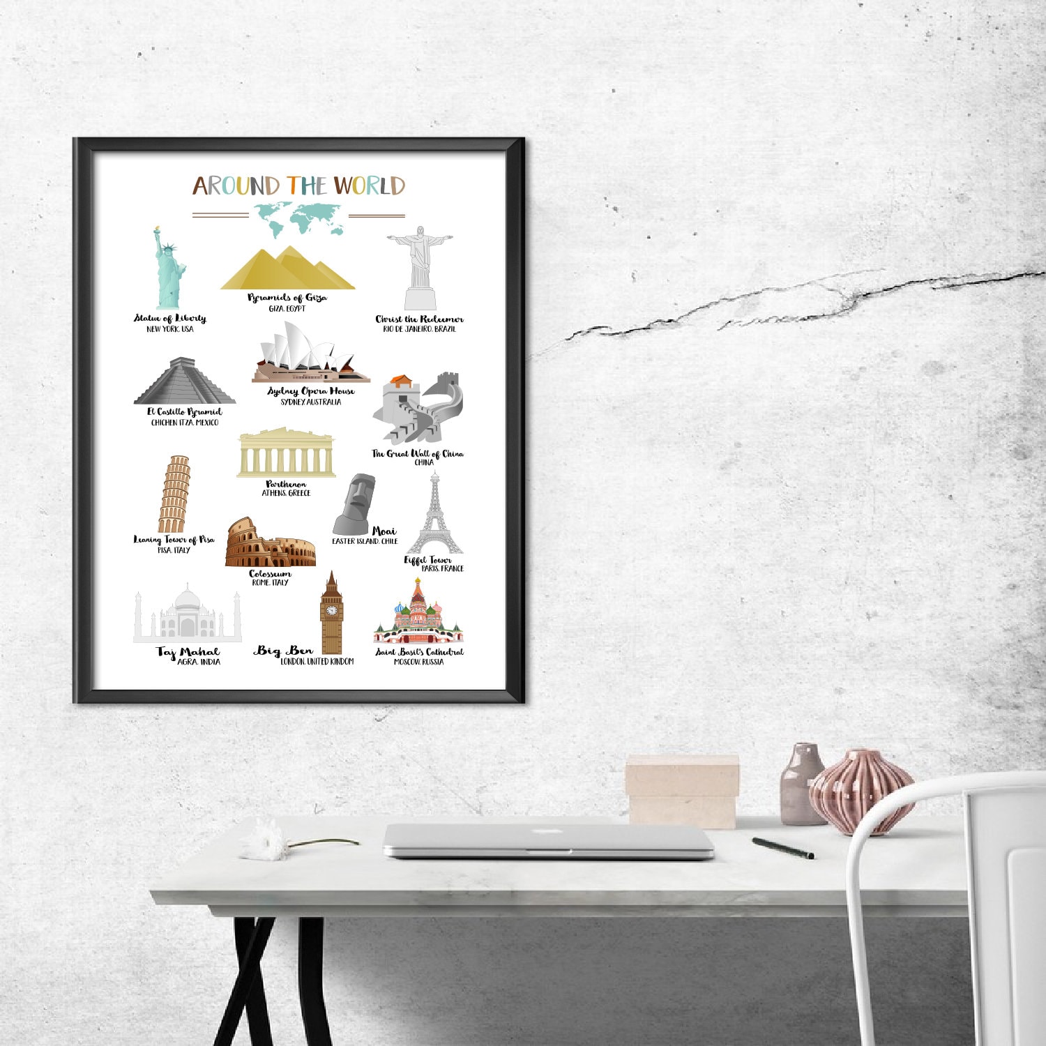 Printable World Landmarks Poster-Monuments Of The World | Etsy