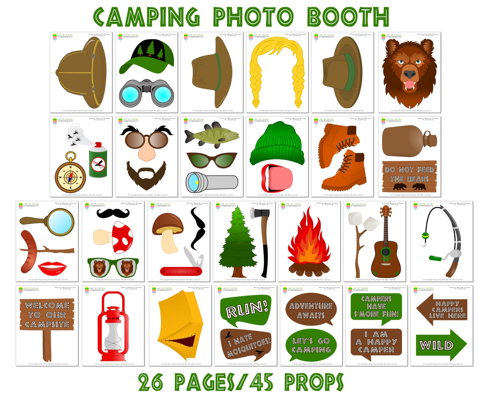 PRINTABLE Camping Photo Booth Propscamping Photo Props-camper | Etsy