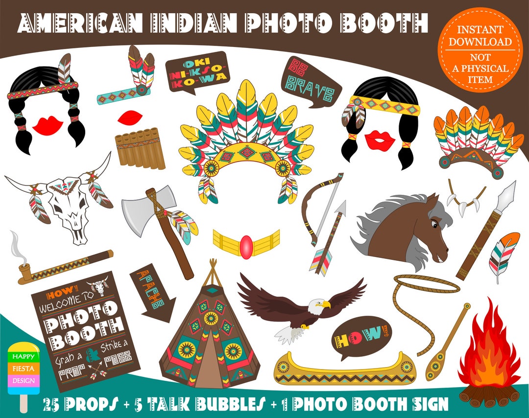 PRINTABLE American Indian Photo Booth Props-native American Photo Props ...