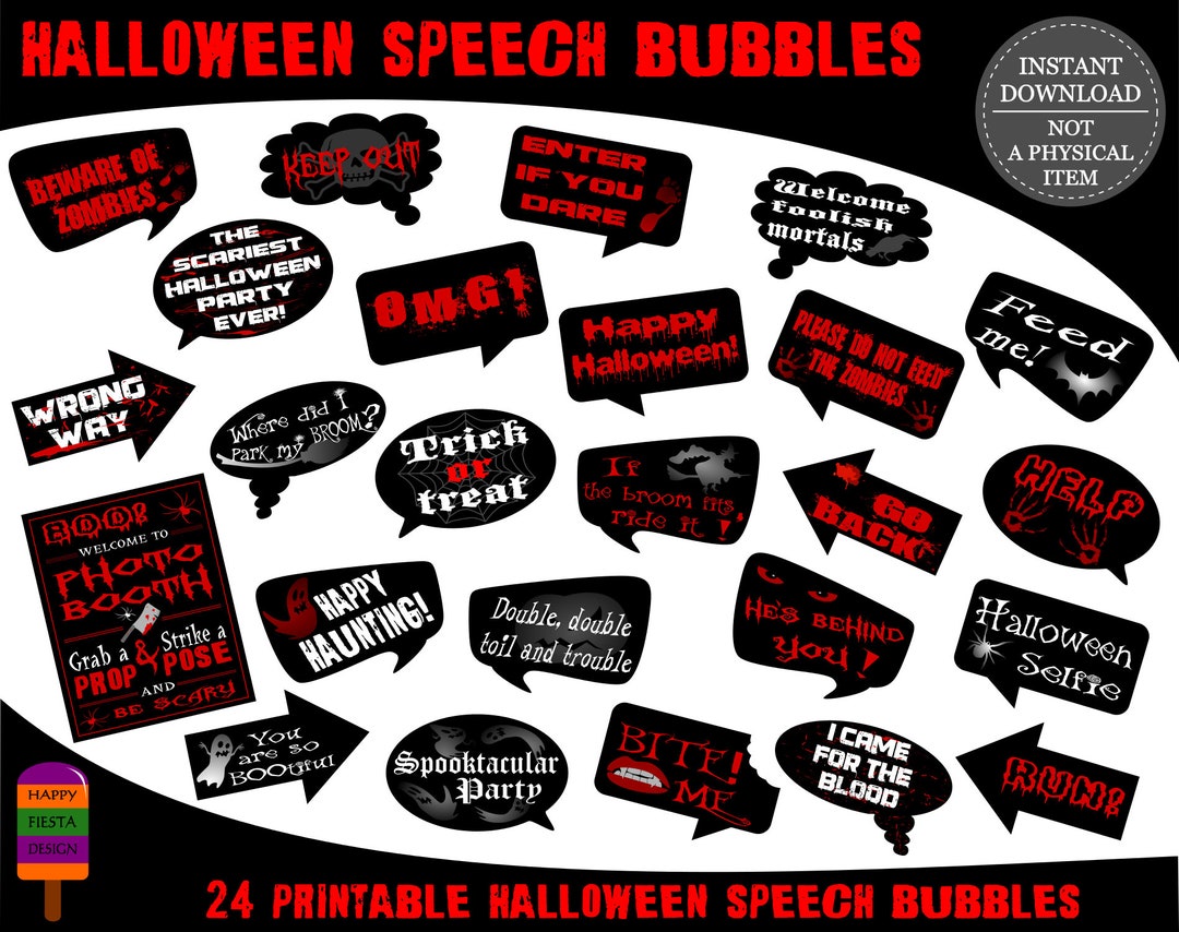 PRINTABLE Halloween Speech Bubbles–halloween Photo Booth Props ...