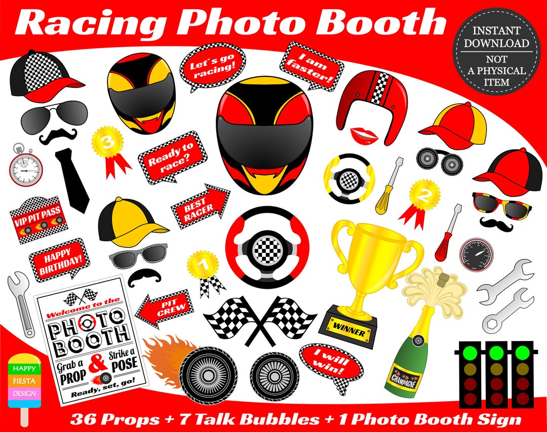 PRINTABLE Racing Photo Booth Props-printable Racer Props-racer Party ...