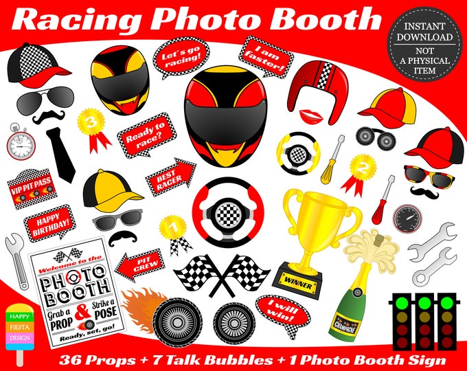 PRINTABLE Racing Photo Booth Props-printable Racer Props-racer - Etsy