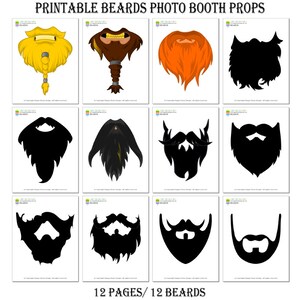 PRINTABLE Beard Photo Booth Props-printable Beards Props-beard Photo ...