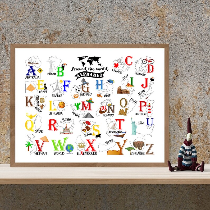 World Alphabet Poster-PRINTABLE Alphabet-Around The World | Etsy