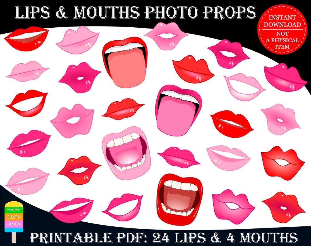 PRINTABLE Photo Booth Props-printable Lips Props-printable - Etsy