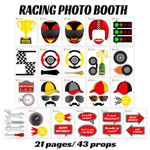 PRINTABLE Racing Photo Booth Props-printable Racer Props-racer Party ...
