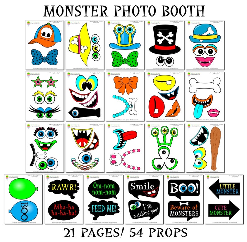 PRINTABLE Monster Photo Booth Props-monster Props-monster - Etsy