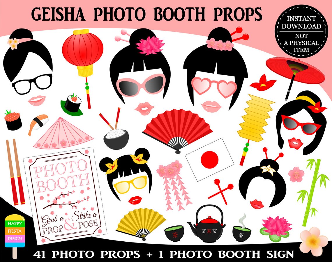 PRINTABLE Geisha Photo Booth Props–japan Photo Booth Props-bridal ...