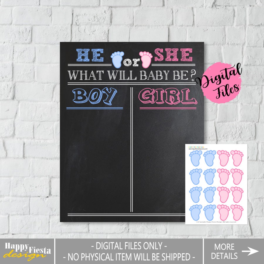 PRINTABLE Baby Gender Voting Chalkboard-Baby Shower Game-Baby | Etsy