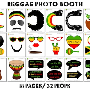PRINTABLE Reggae Photo Booth Props–reggae Party Props-jamaica Photo ...