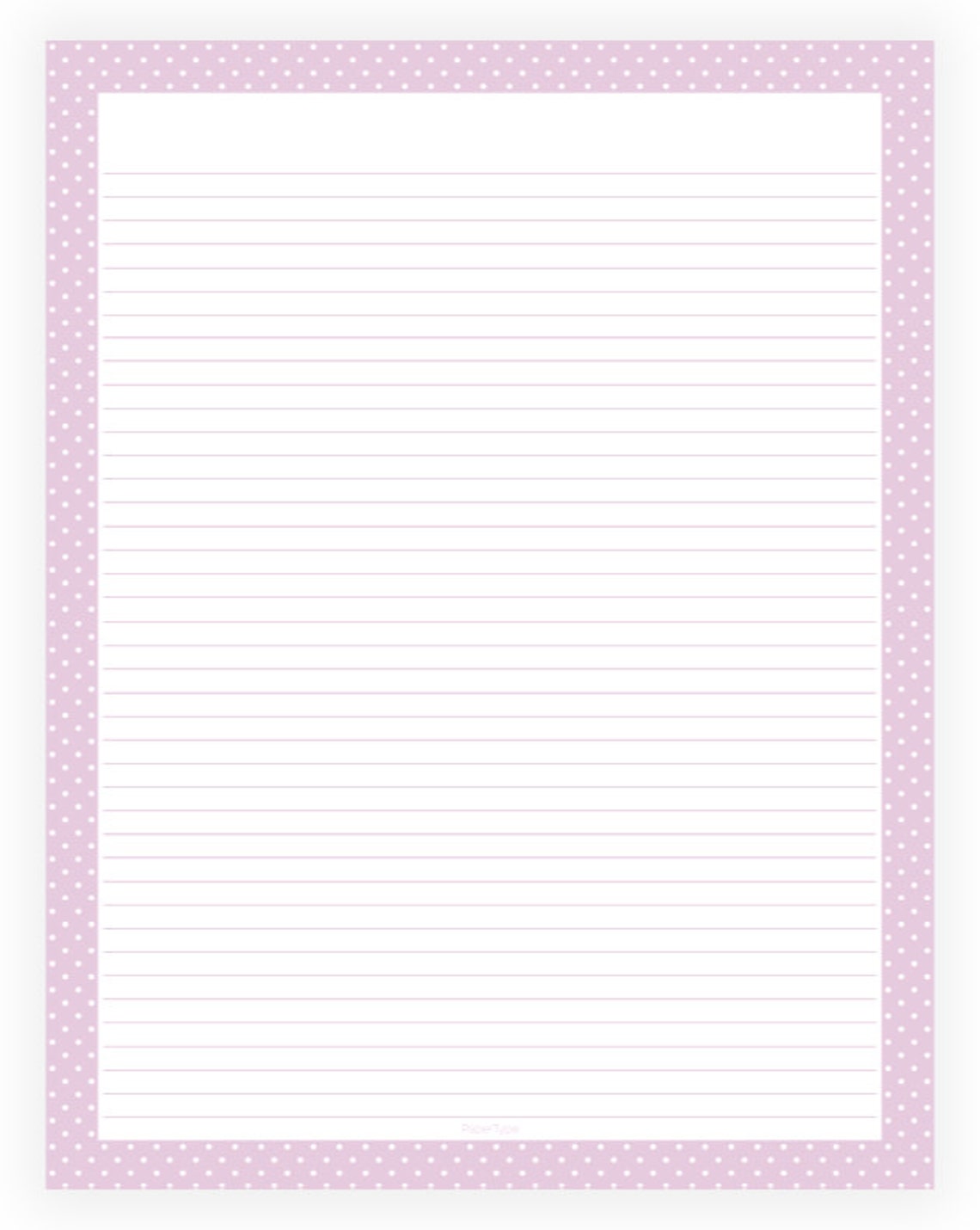Editable Lined Paper Light Purple and White Polka Dot Border Instant ...
