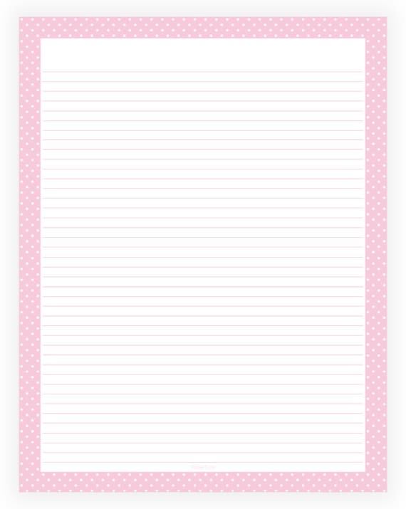 Editable Lined Paper Pink and White Polka Dot Border | Etsy