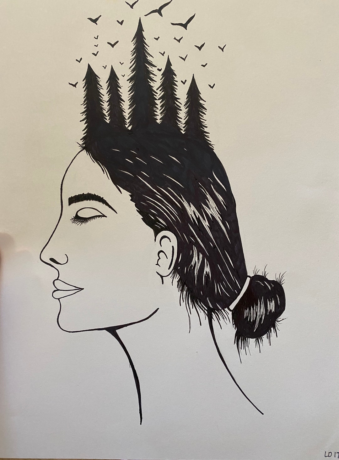 Nature Girl Drawing - Etsy