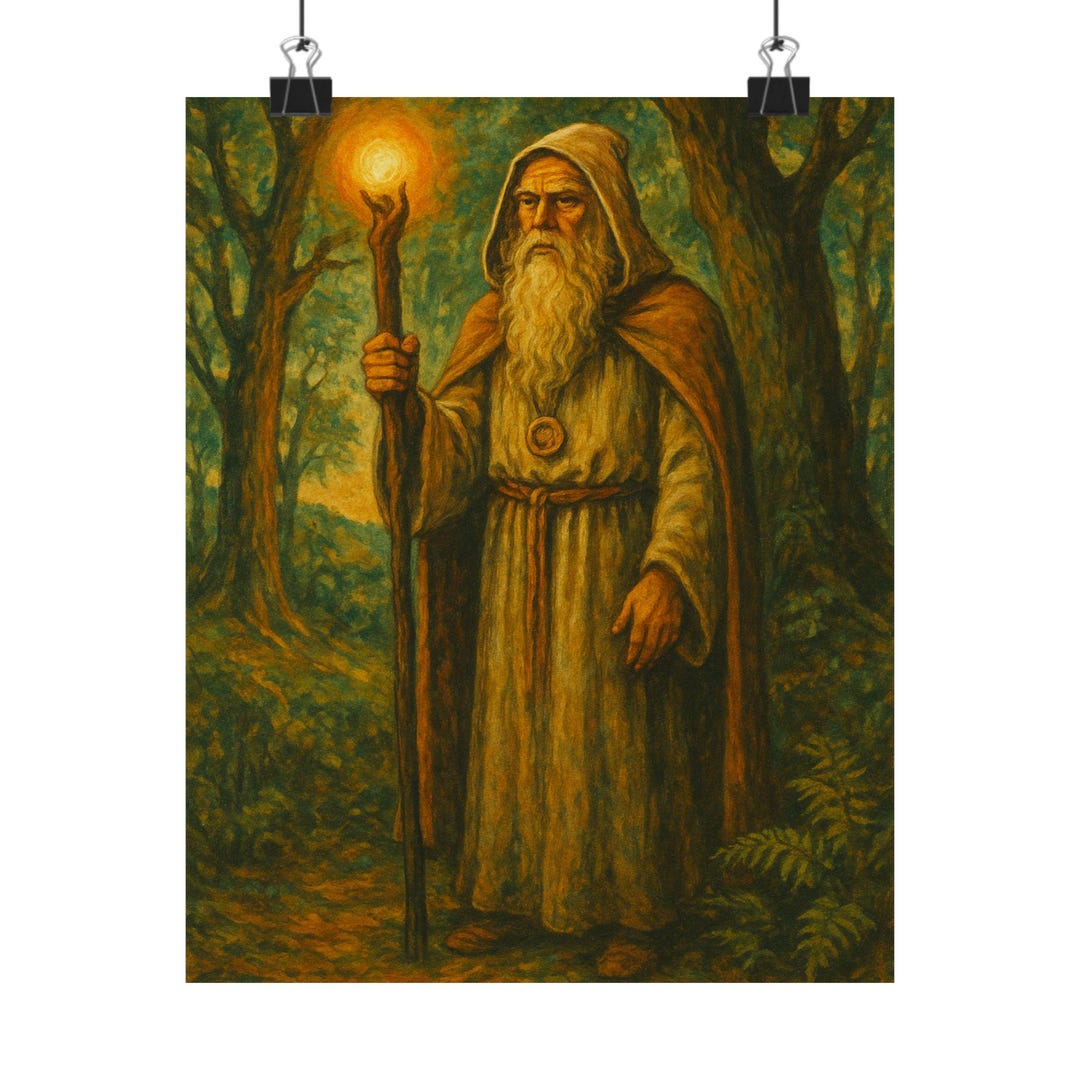Wizard With Staff and Lantern Poster | Matte Vertical Poster - Etsy