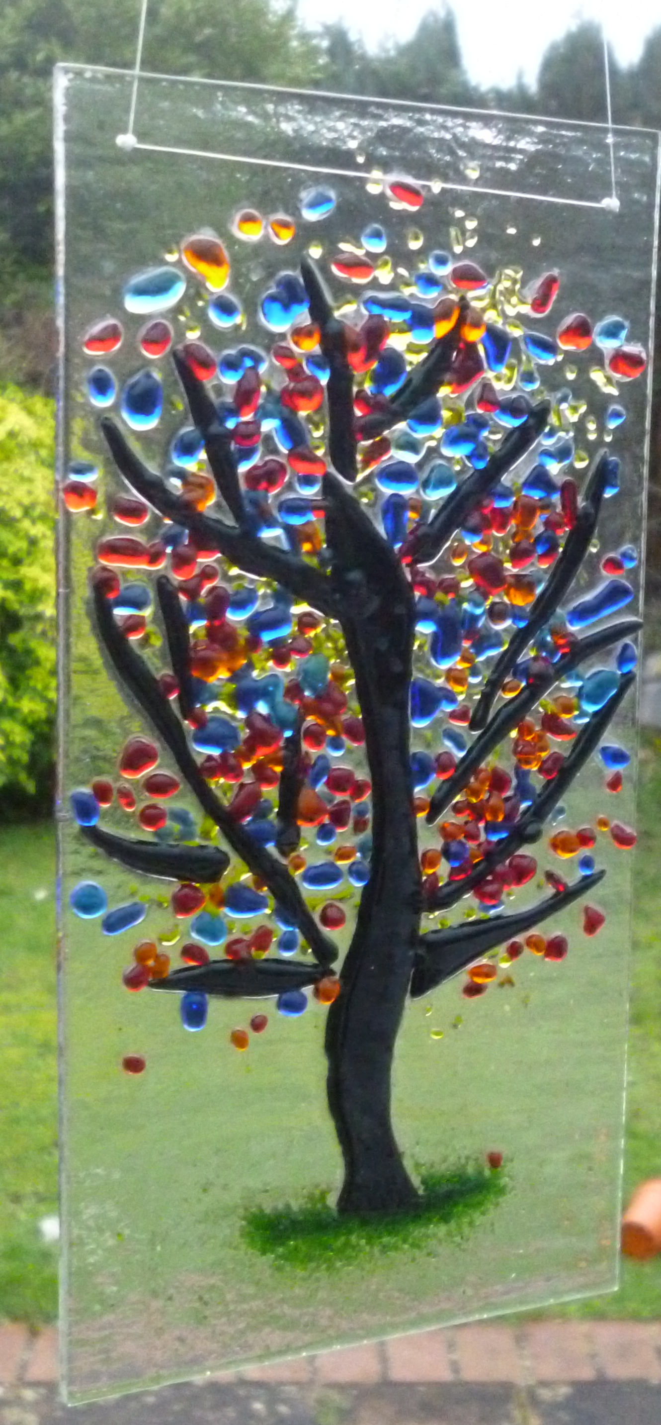 Red Blue Orange Fused Glass Suncatcher. Red Blue Orange | Etsy