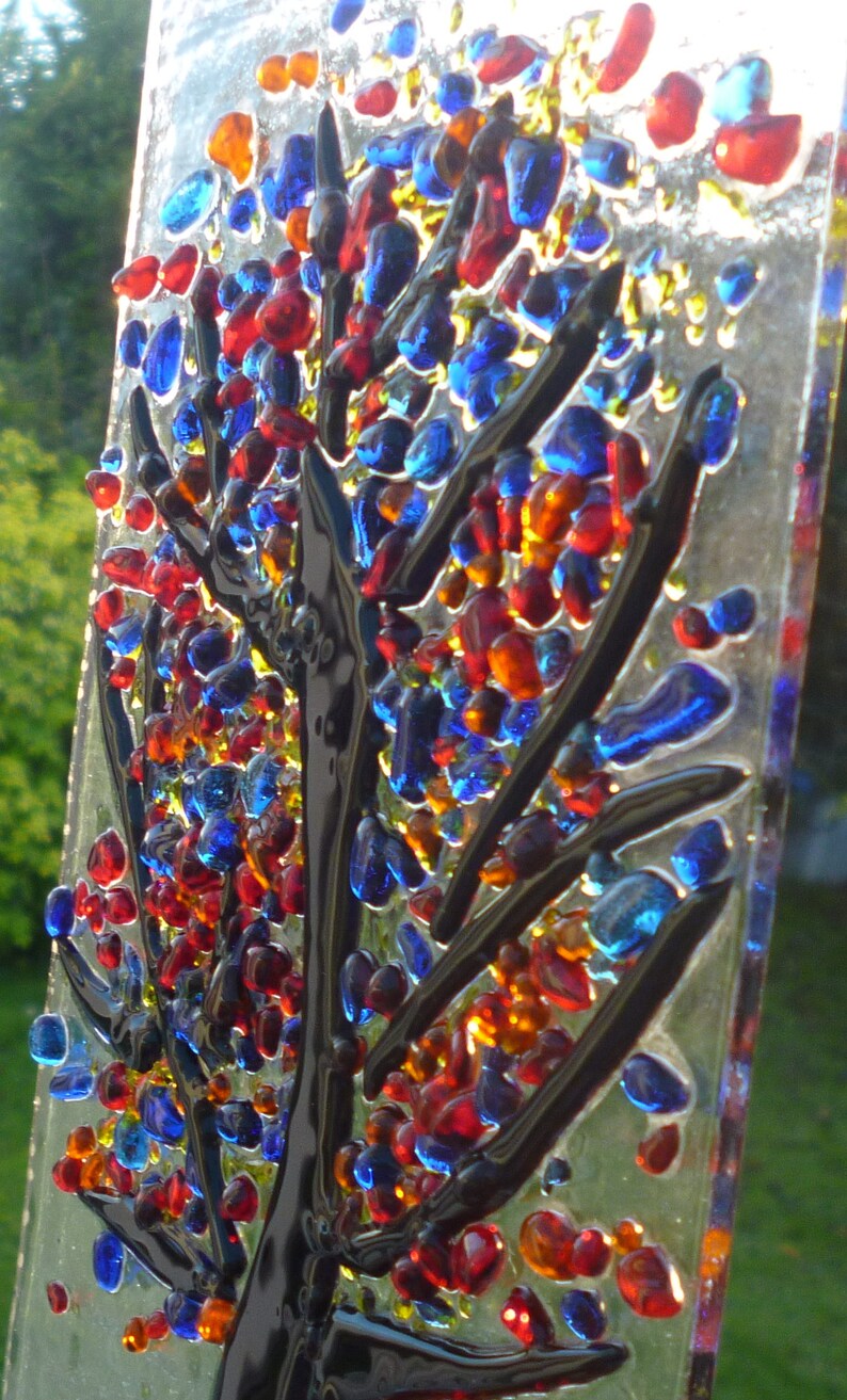 Red Blue Orange Fused Glass Suncatcher. Red Blue Orange - Etsy