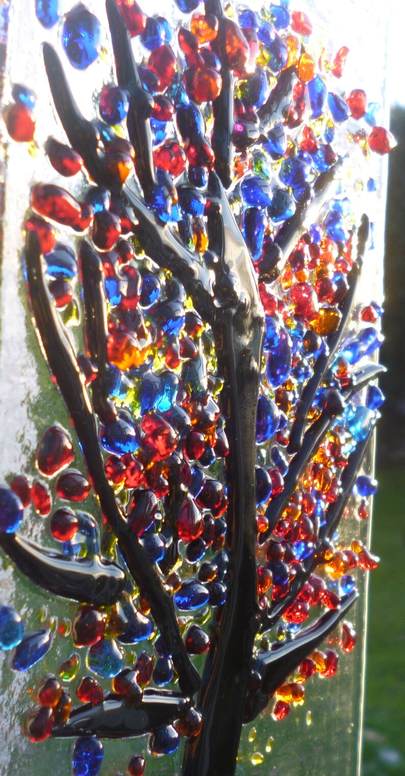 Red Blue Orange Fused Glass Suncatcher. Red Blue Orange | Etsy