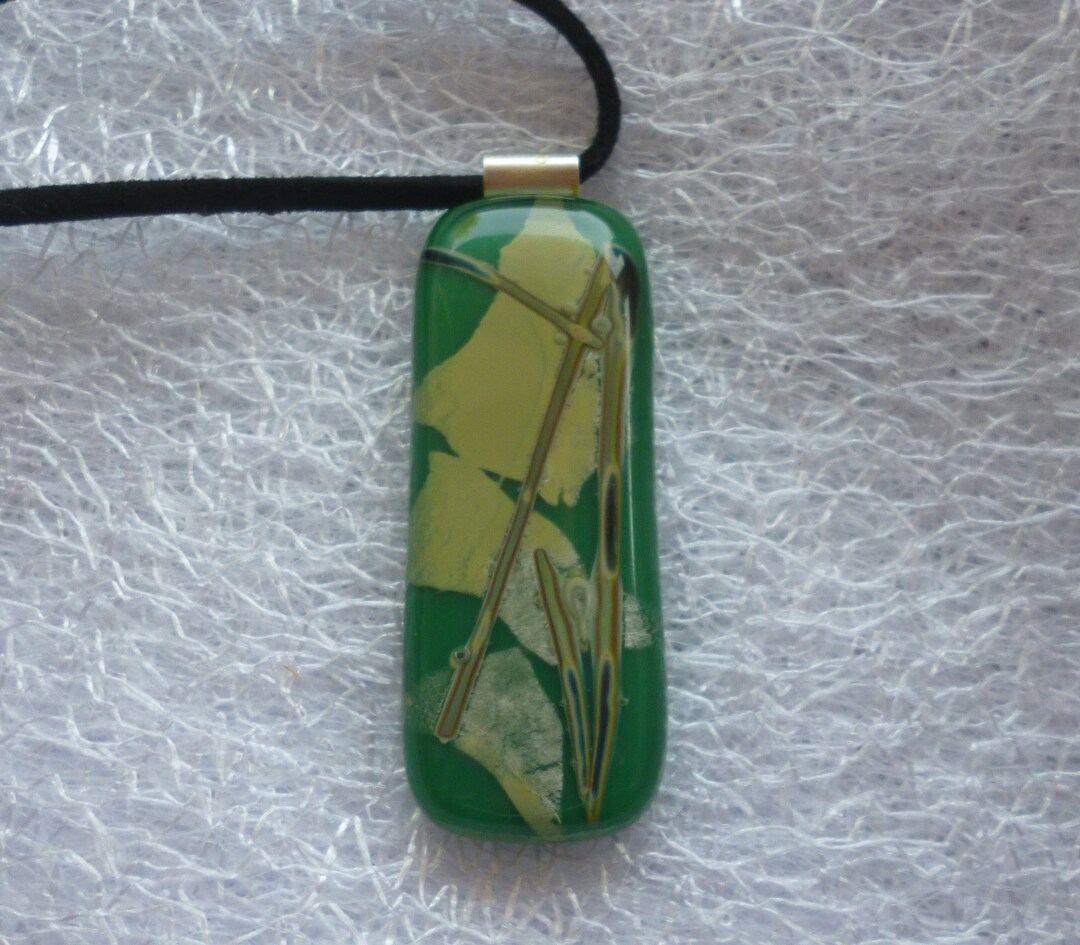Green Reactive Glass Pendant Green Glass Necklace With Unique Colour ...